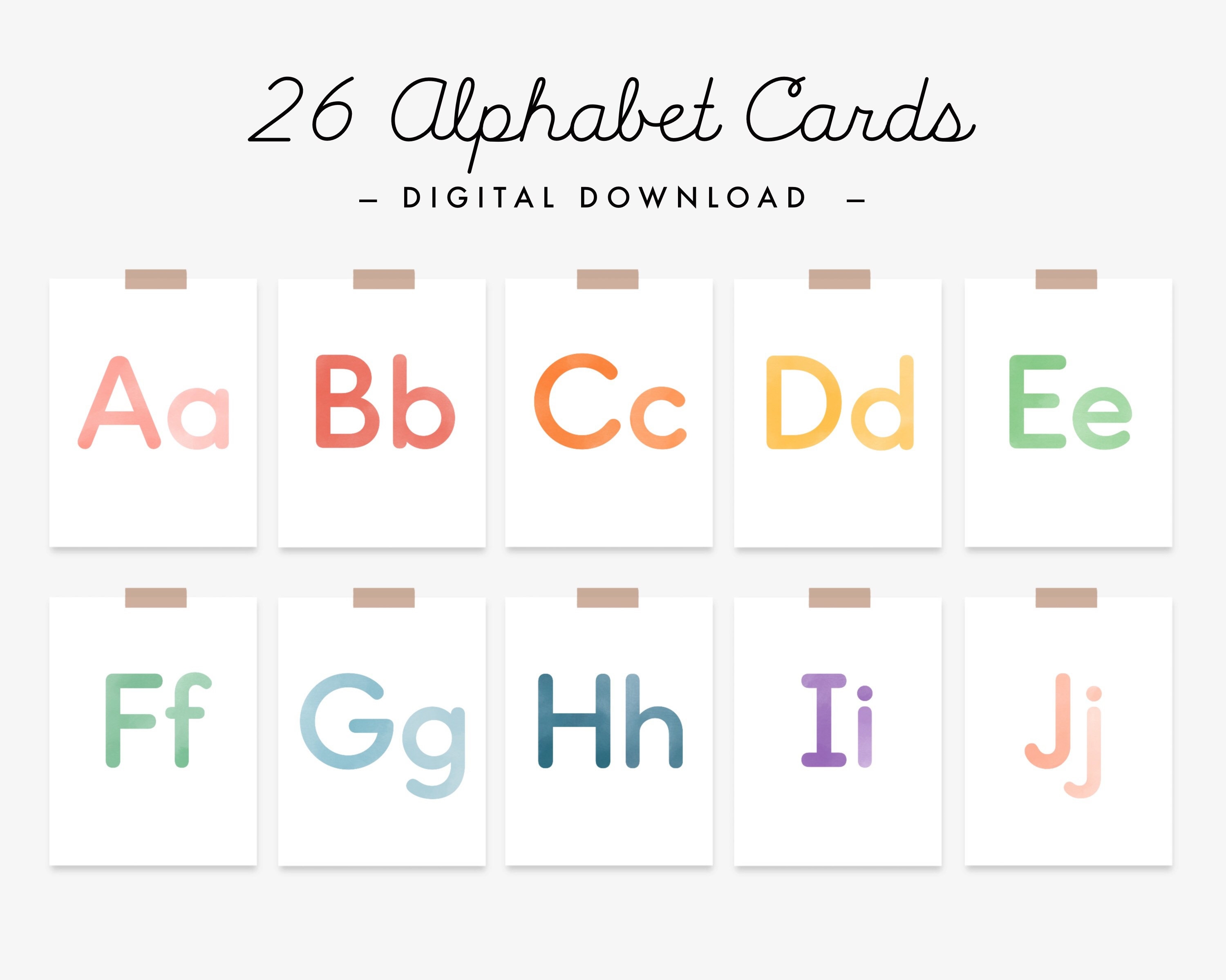 Alphabet Cards Digital Download Alphabet Flashcards - Etsy Australia