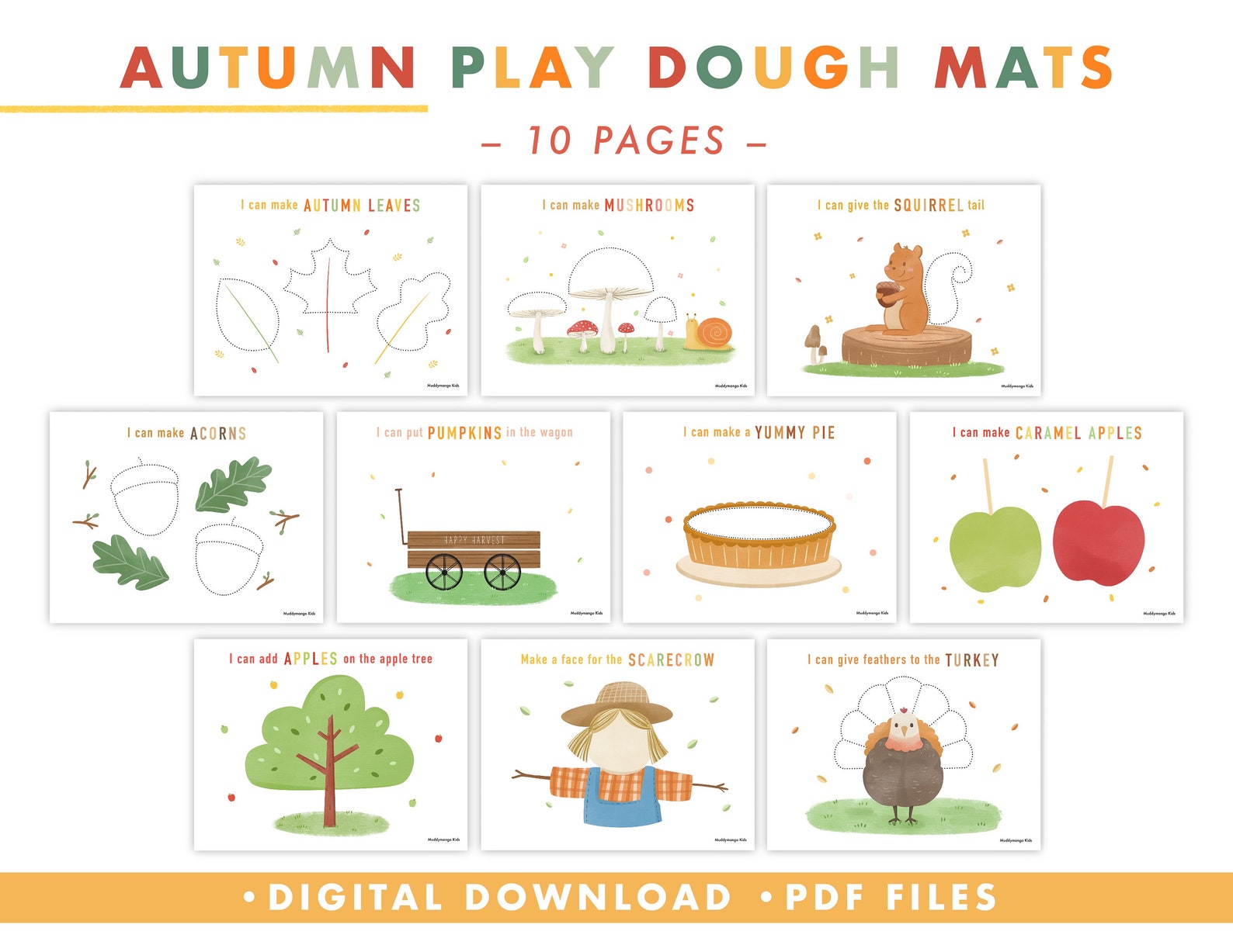 Autumn Play Dough Mats Digital Download Fall Play Dough - Etsy