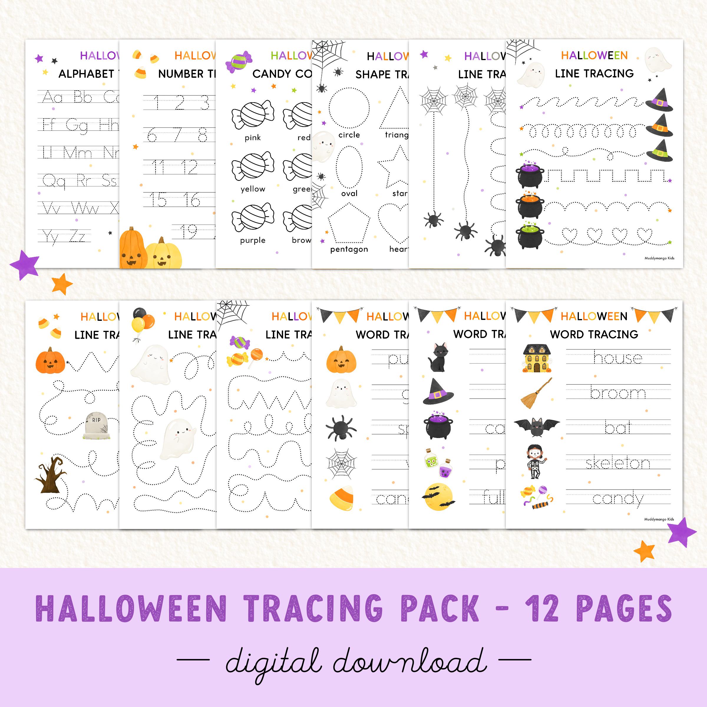 Halloween Tracing Pack - Digital Download, Halloween Handwriting ...