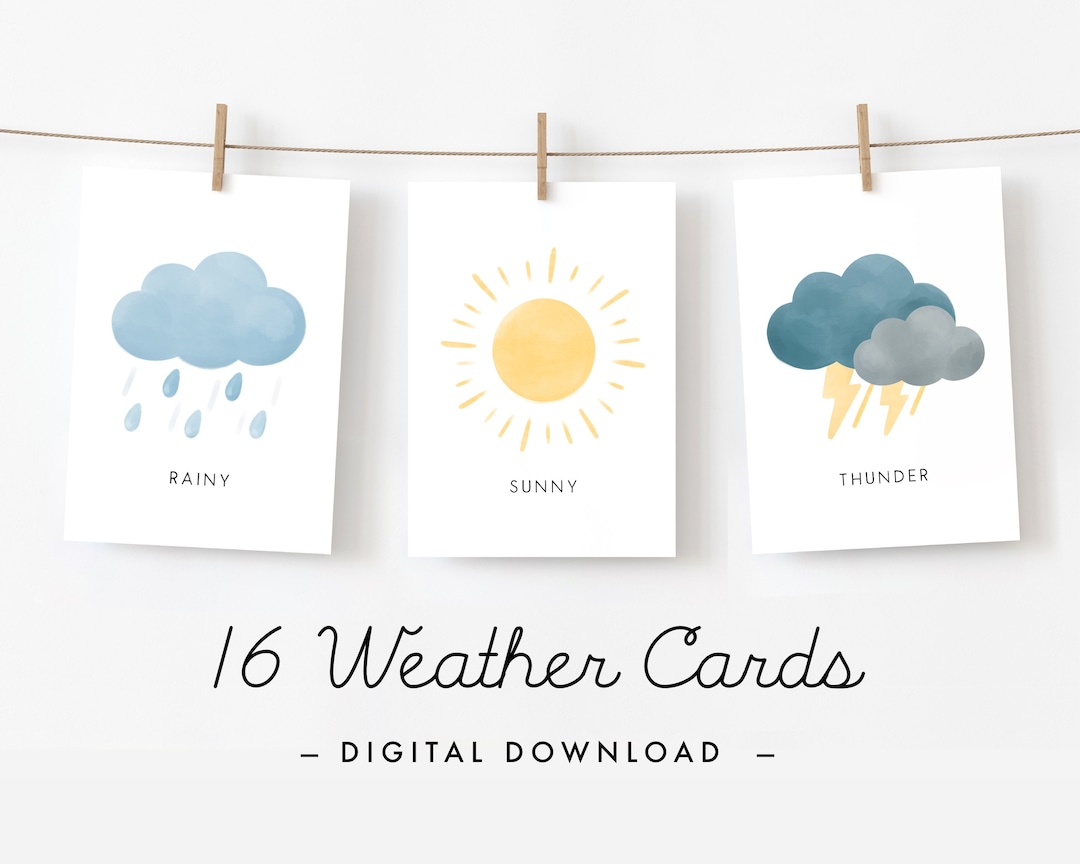 Weather Cards Digital Download Printable Weather Flash Cards - Etsy