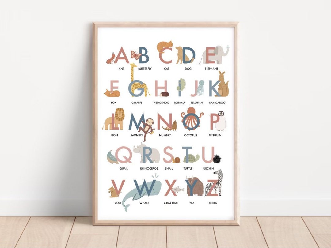 Animal Alphabet Poster, Alphabet Print, ABC Poster, Alphabet Chart ...