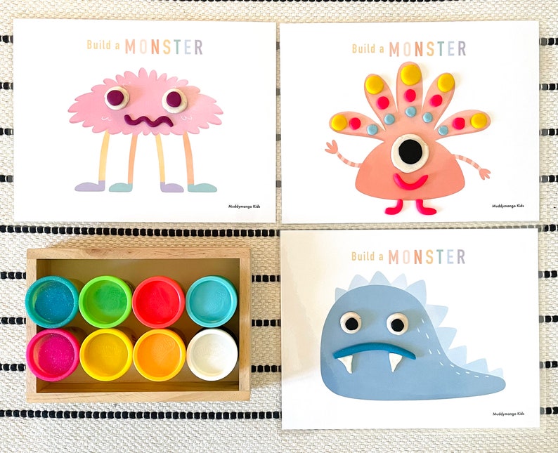 Monster Play Dough Mats - Digital Download, Printable Monster Playdoh ...
