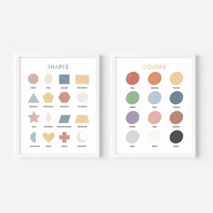 Set of 6 Educational Posters, Alphabet, Numbers, Colors, Shapes ...