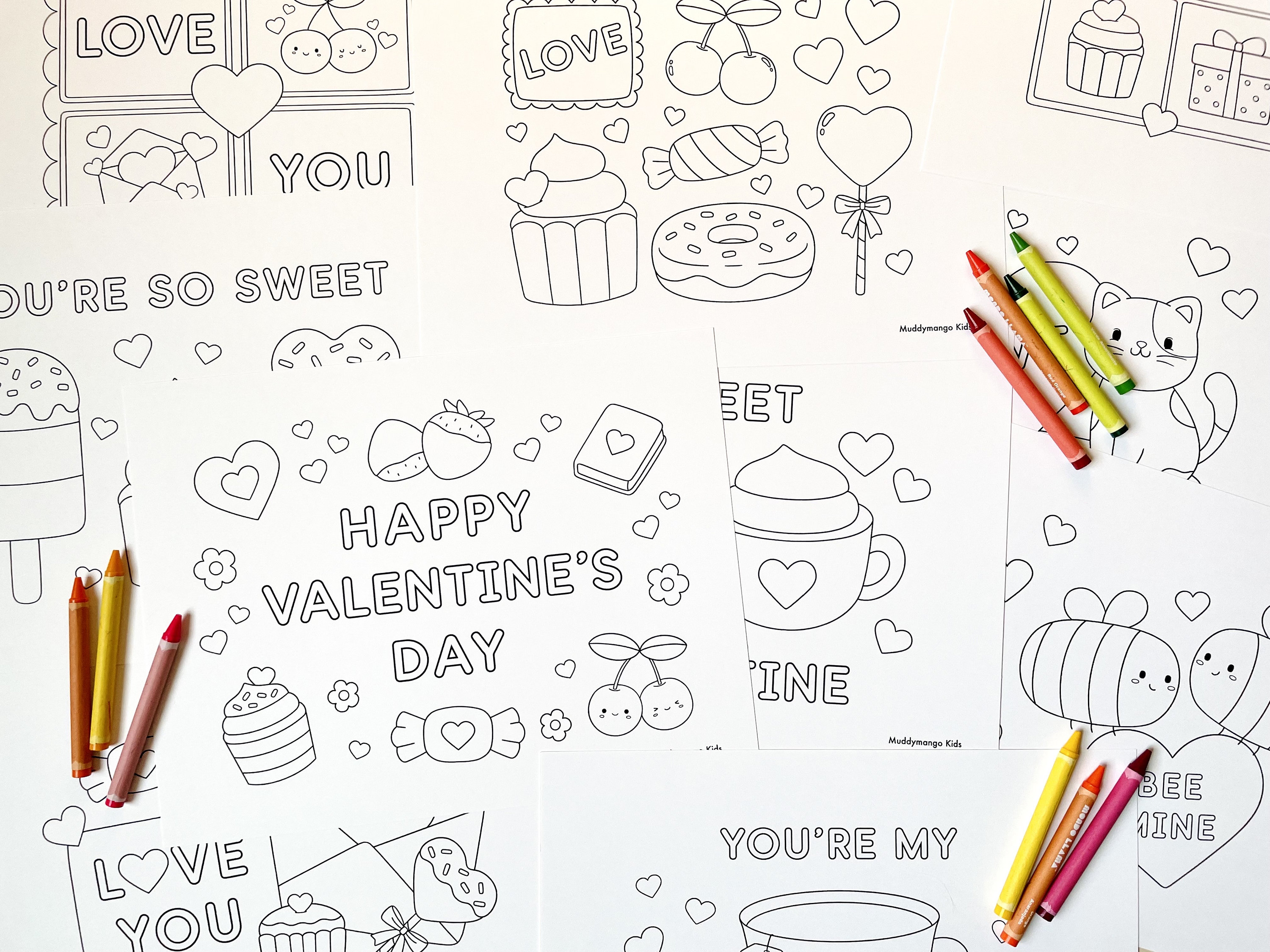Valentine’s Day Coloring Sheets - Digital Download, Printable Valentine ...