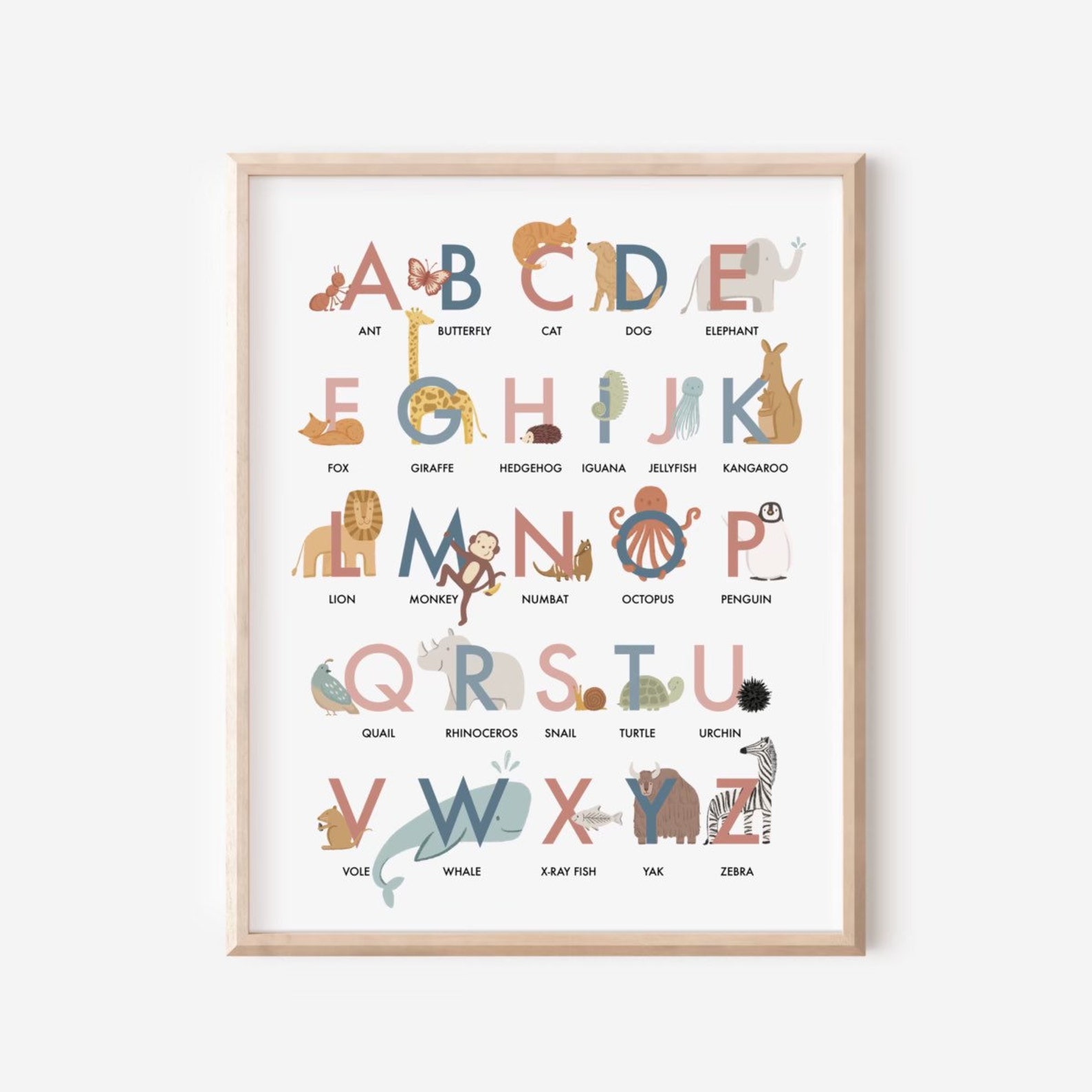 Animal Alphabet Poster Alphabet Print ABC Poster Alphabet - Etsy