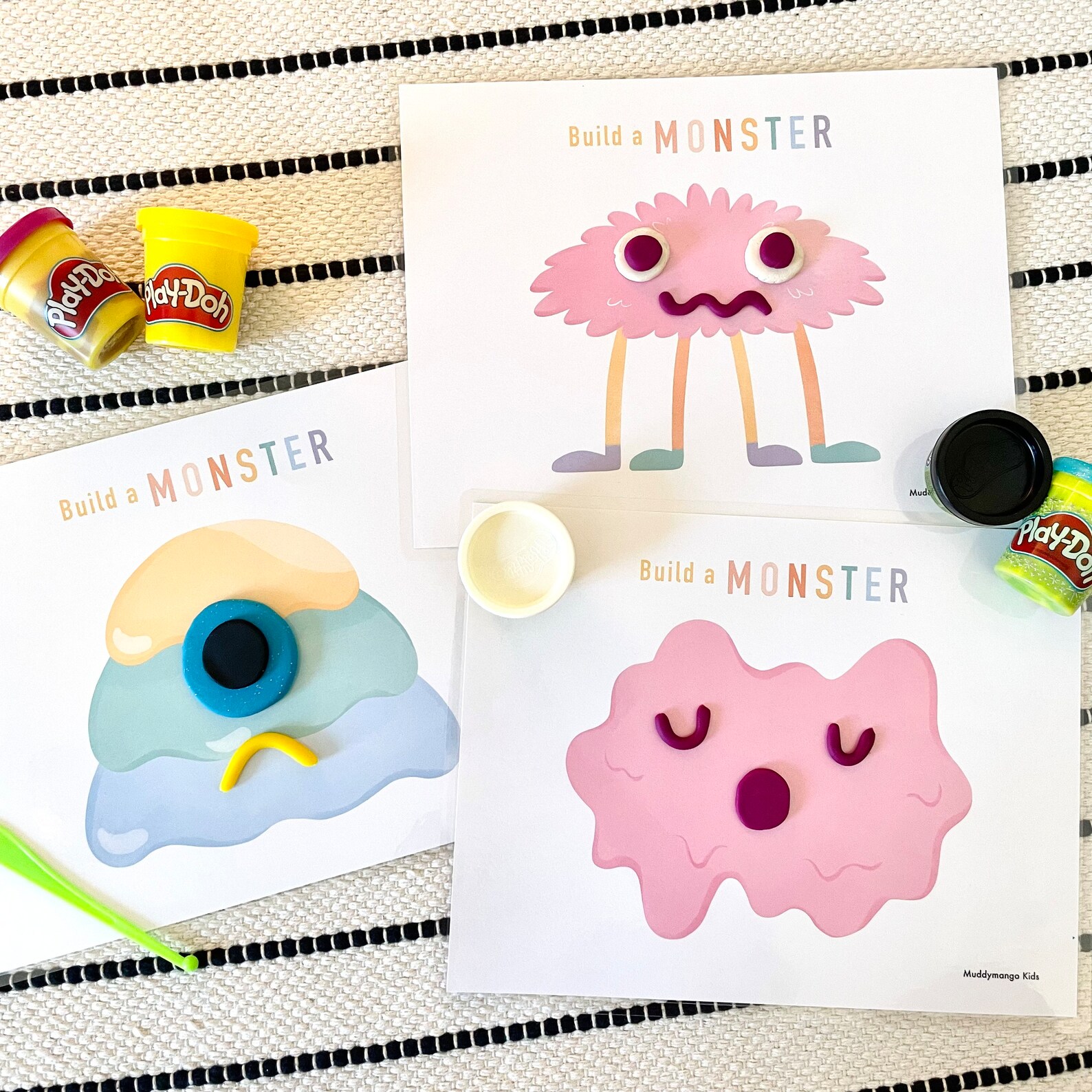 Monster Play Dough Mats - Digital Download, Printable Monster Playdoh ...