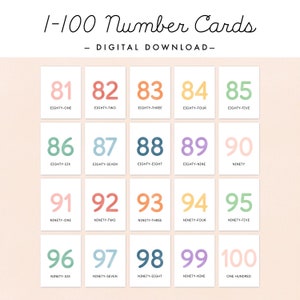 1-100 Number Cards - Digital Download, Printable Number Flash Cards for ...