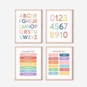 Set of 8 Rainbow Educational Posters - Digital Download, Classroom ...