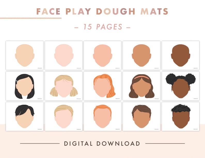 Face Play Dough Mats - Digital Download, Feelings Emotion Play Dough ...