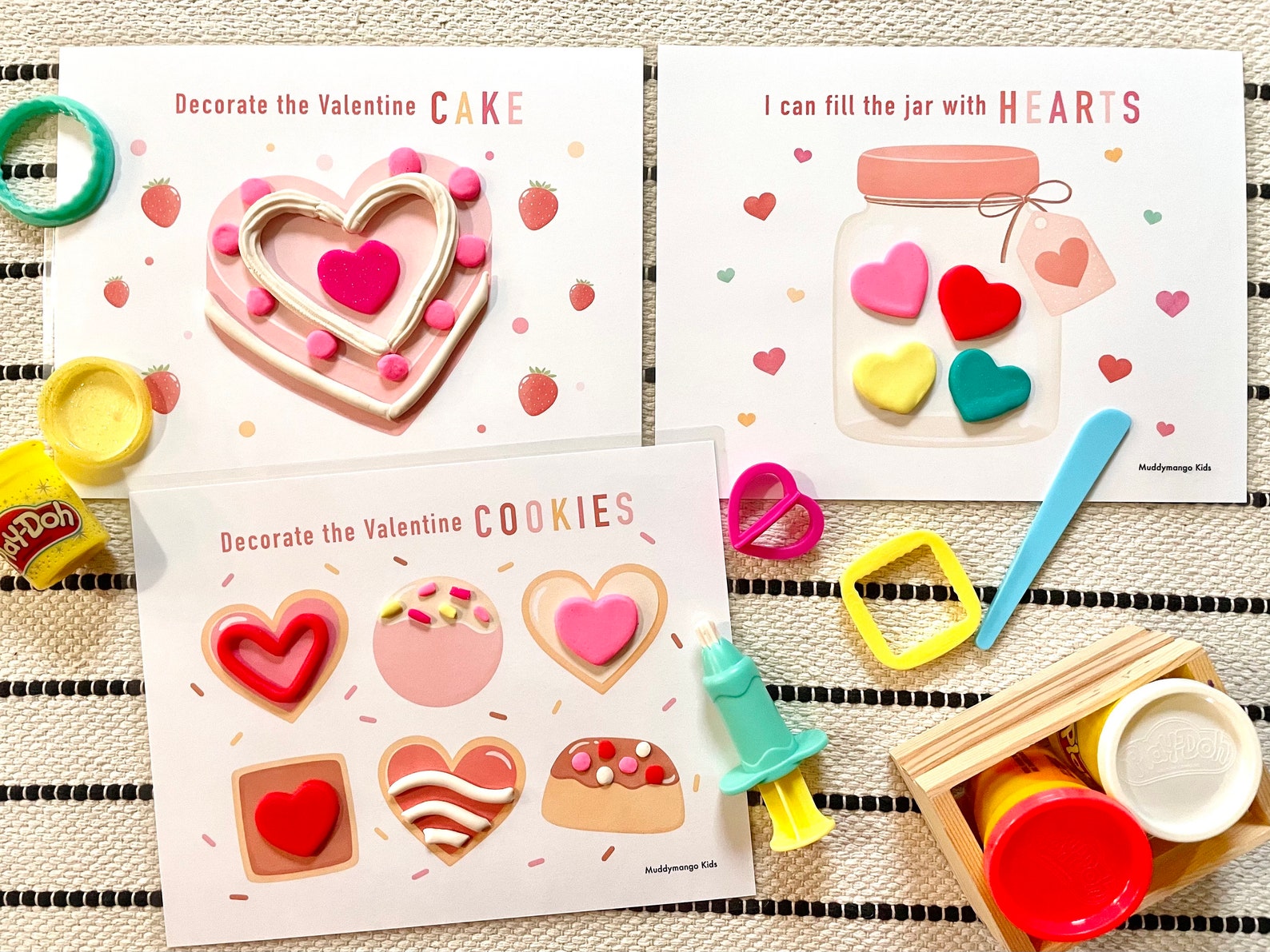 Valentine’s Day Play Dough Mats - Digital Download, Printable Valentine ...