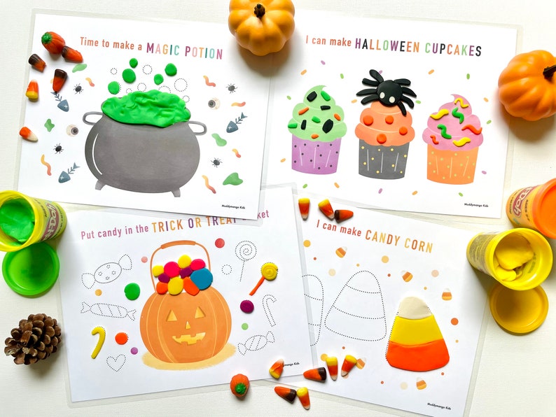 Halloween Play Dough Mats - Digital Download, Play Doh Activity ...