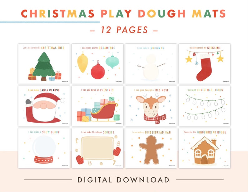 Christmas Play Dough Mats - Digital Download, Winter Play Doh Mats ...