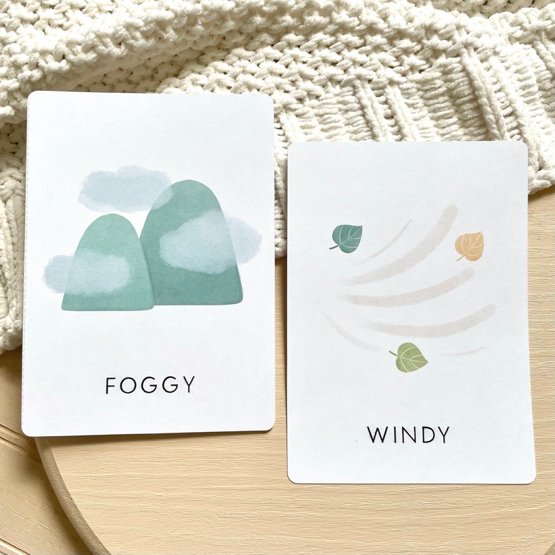 Weather Cards - Digital Download, Printable Weather Flash Cards for ...