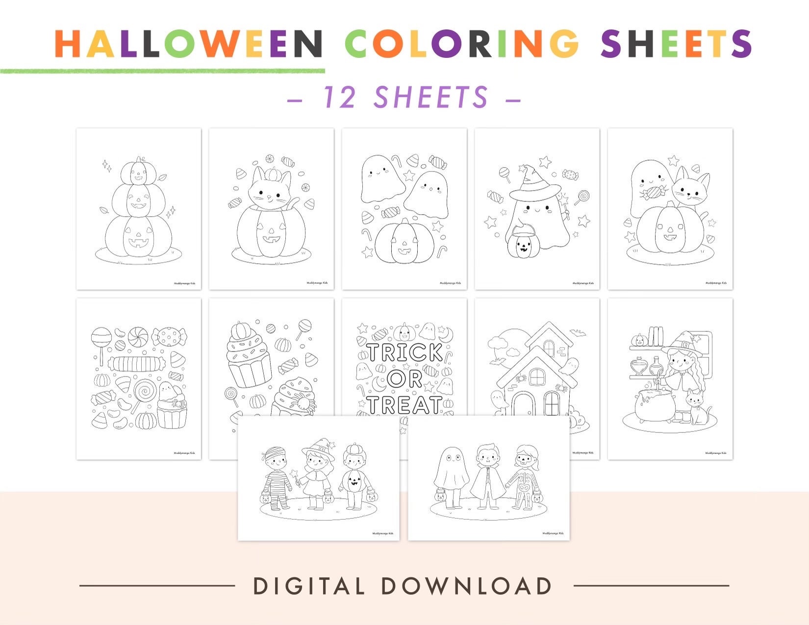 Halloween Coloring Sheets - Digital Download, Printable Halloween ...
