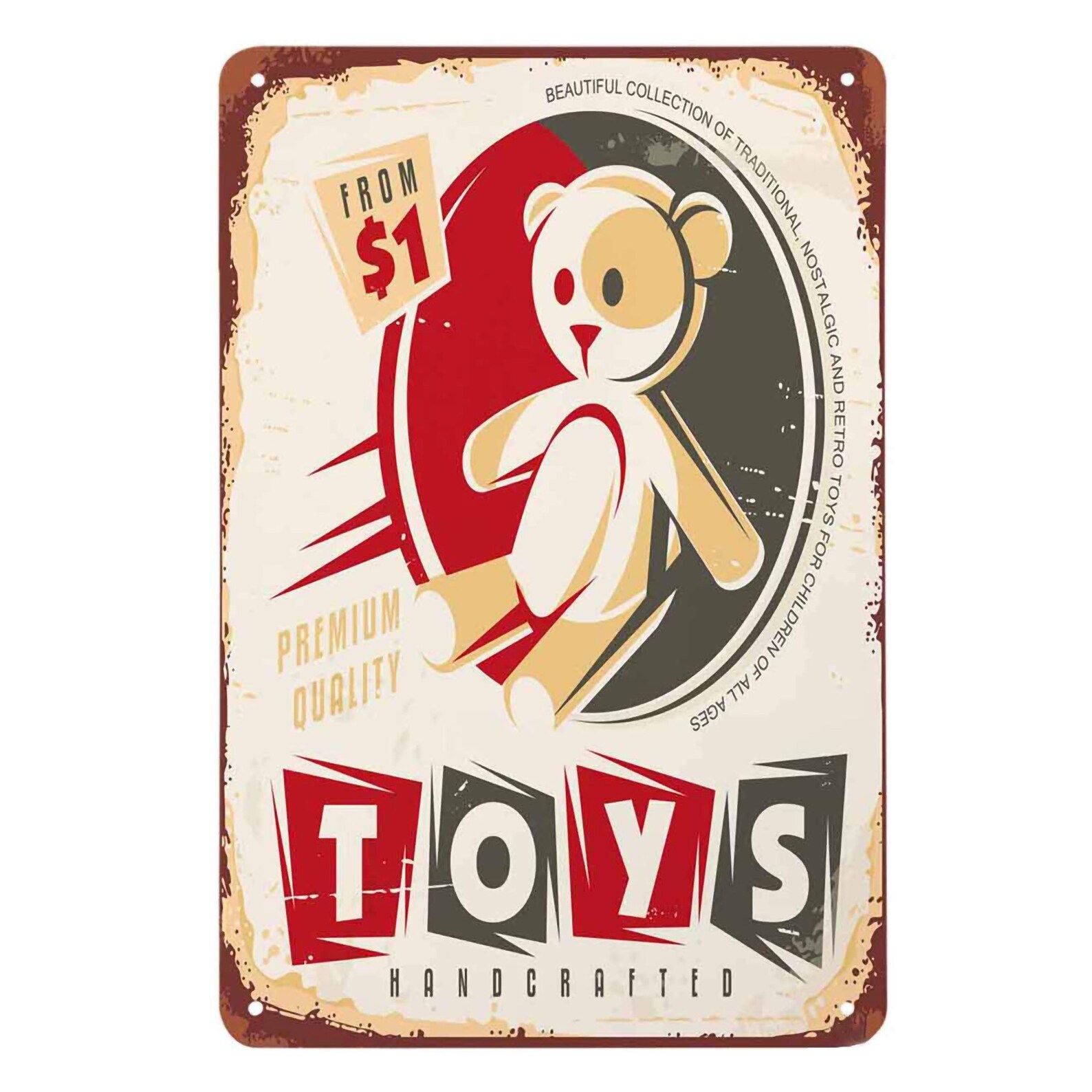 Toy Store Tin Sign Retro Poster and Design with Cute Bear | Etsy