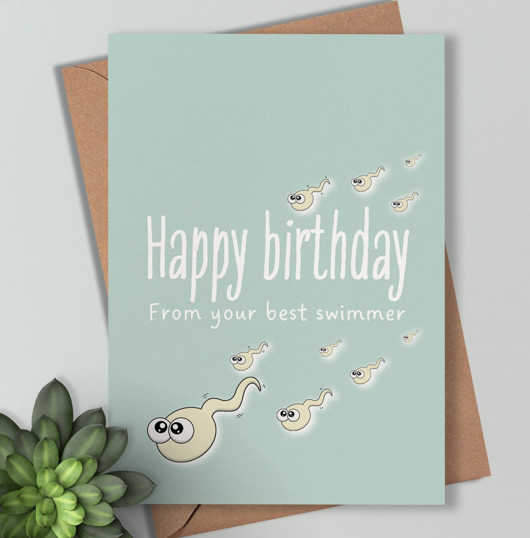 Rude Dad Card 'best Swimmer' Birthday Card. Sperm Jizz Illustration for ...