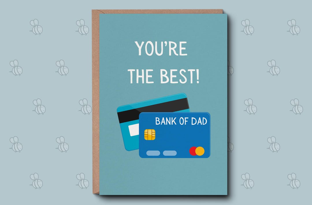 Dad Birthday Card - Bank of Dad Card. Daddy Birthday Card. Funny Card ...