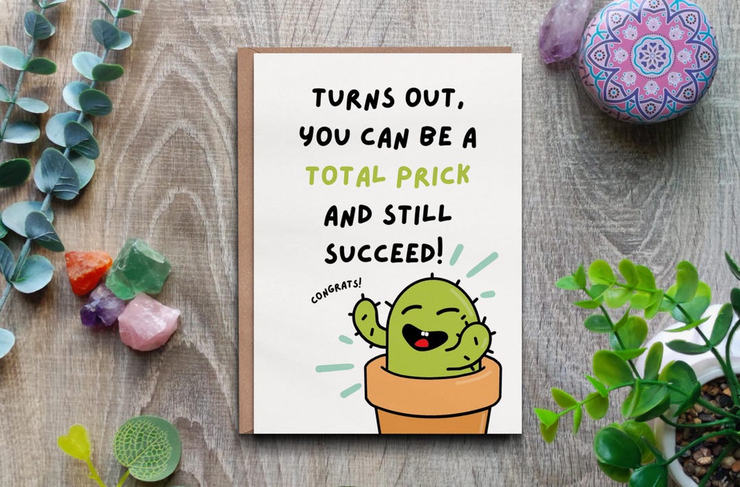 Funny Leaving Work Card: Rude Congratulations, Prick Card - Etsy