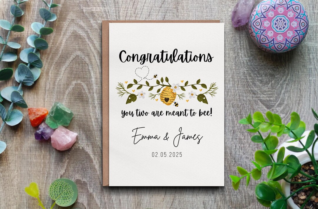 Personalised Congratulations Card for Couple, Meant to Bee, Sweet ...