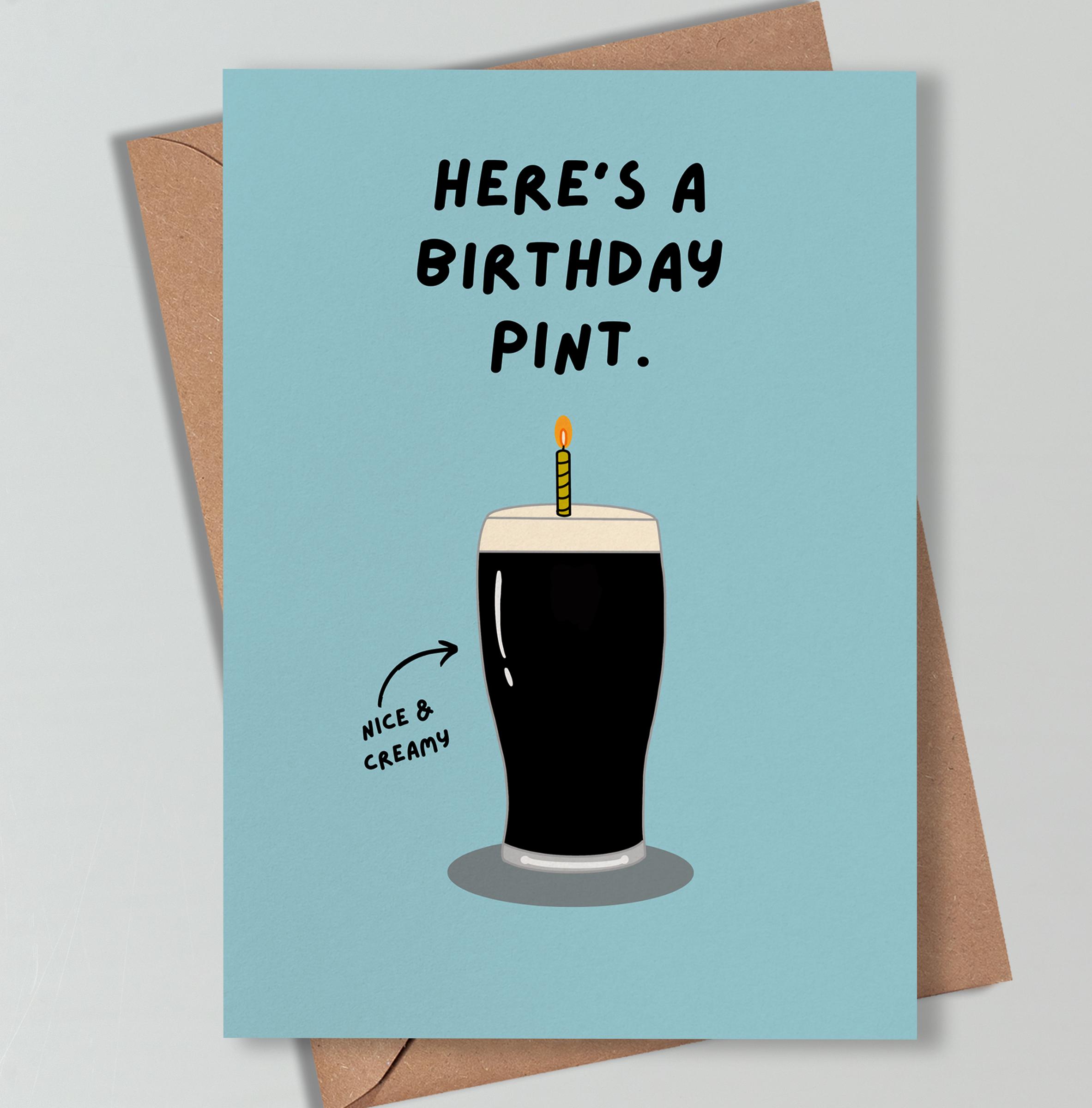 Happy Birthday Pint Card Funny Birthday Card Gift for Him, for Dad ...