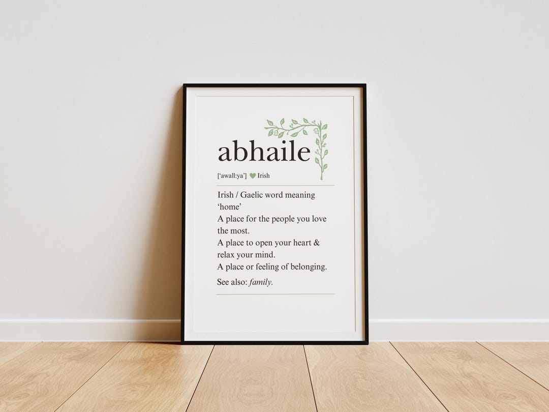 Irish Language Print A4 Wall Art - Abhaile Definition, Moving in ...