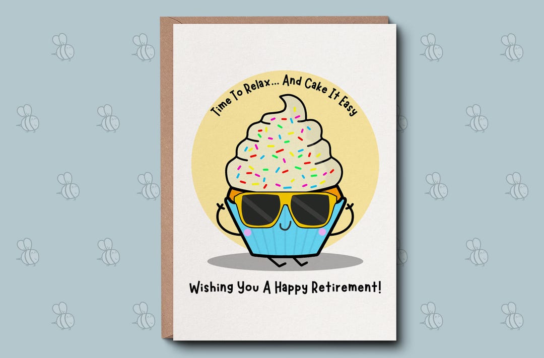 Retirement Card - Relax and Cake It Easy Card. Funny Retirement Card ...