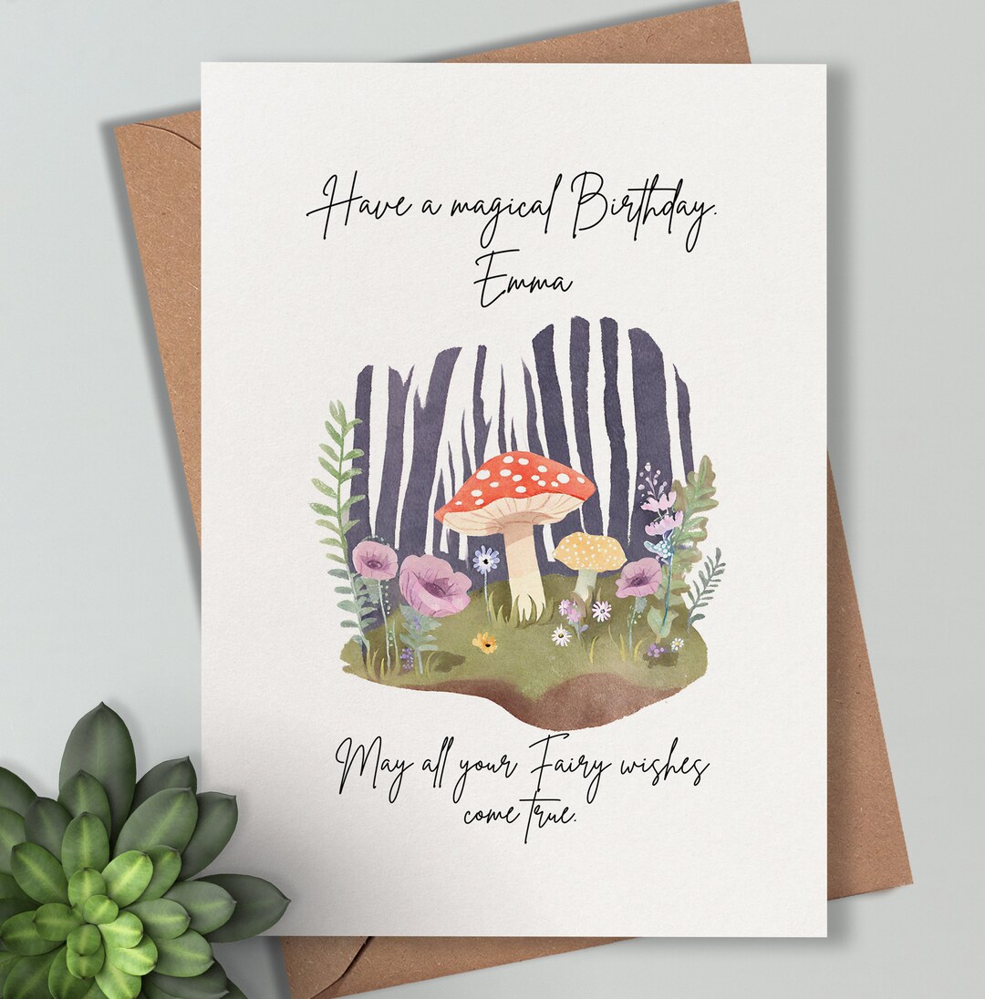 Personalised Magical Birthday Card Toadstool Floral - Etsy