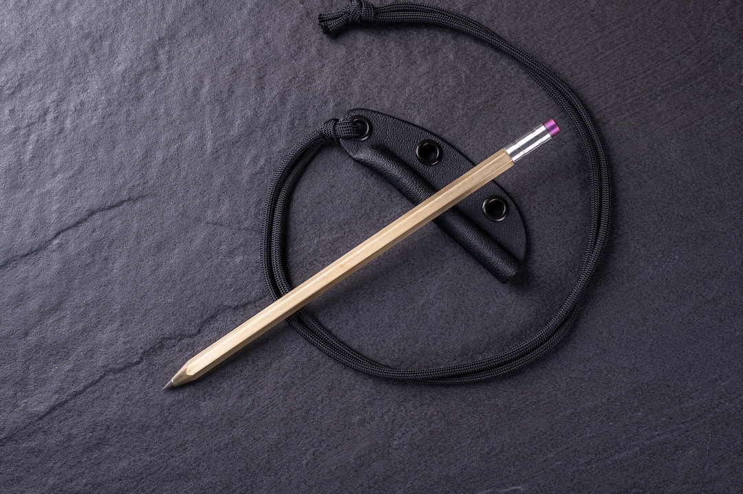 No. 2 Pencil EDC Awl Brass Hexagon Body, Titanium Tip & Eraser With ...