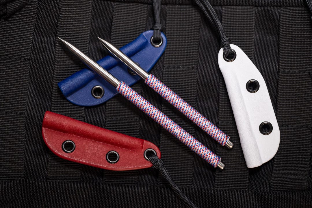 Titanium Thorn | EDC Neck Tool With Red, White, and Blue Micro Paracord ...