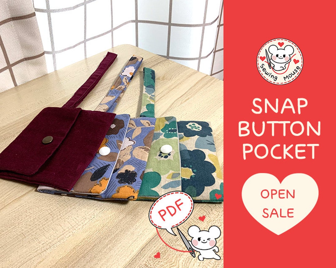 A Cute Snap Button Pocket, Sewing Pattern PDF, Handle Pocket, Small ...