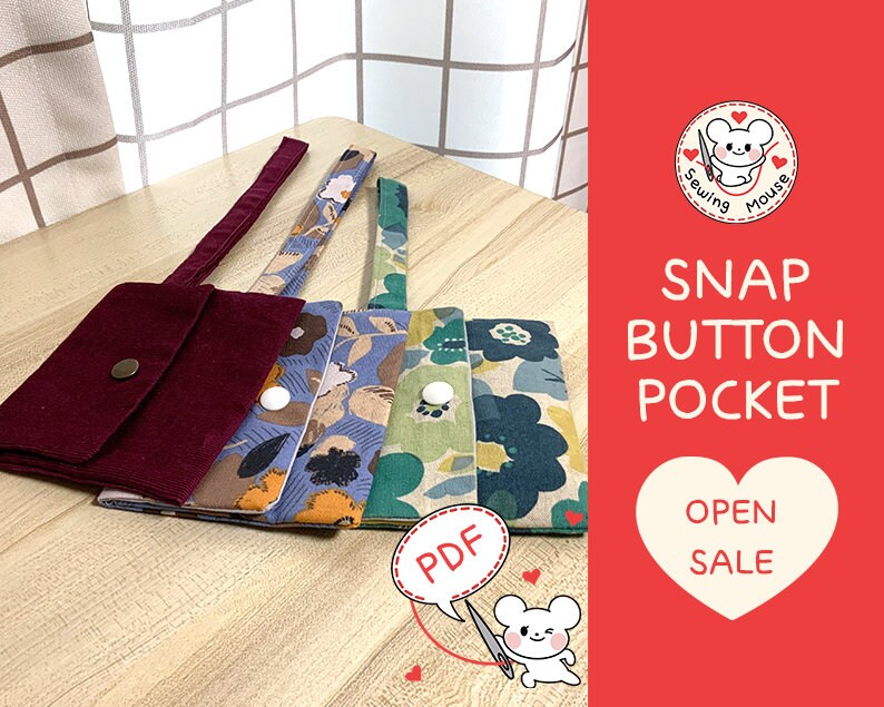 A Cute Snap Button Pocket, Sewing Pattern PDF, Handle Pocket, Small ...