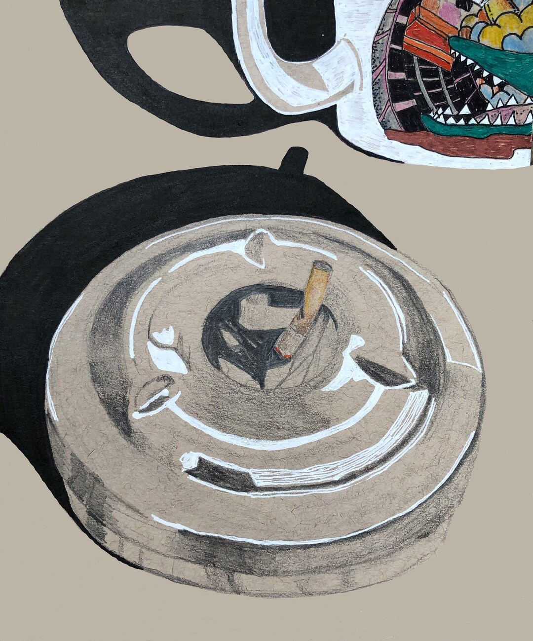 Ashtray and Mug Drawing Print - Etsy
