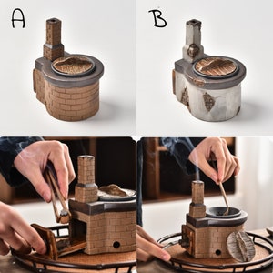 Miniature Firewood Stove With Chimney, Ceramic Backflow Incense Burner ...