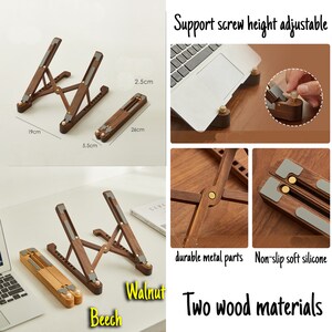 Walnut/beech Laptop Riser Stand, Foldable Tablet/ipad Holder Stand ...