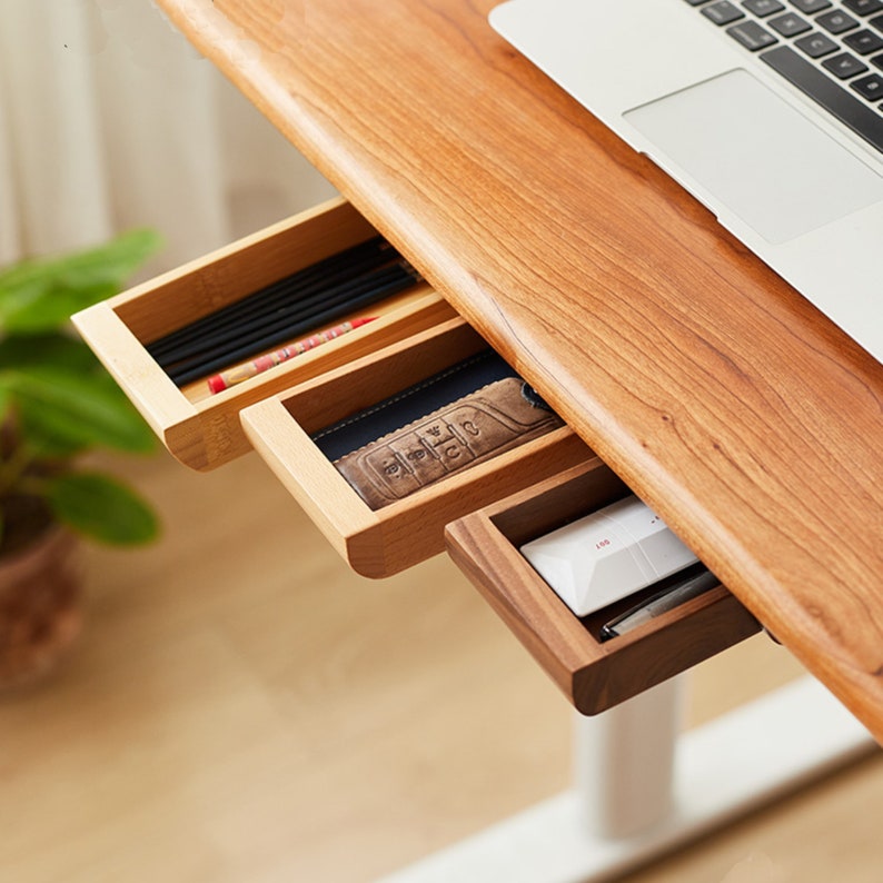 Black Walnut/bamboo Under Desk Storage Box Hidden Storage - Etsy