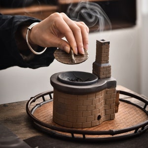 Miniature Firewood Stove With Chimney, Ceramic Backflow Incense Burner ...