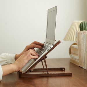 Walnut/beech Laptop Riser Stand, Foldable Tablet/ipad Holder Stand ...