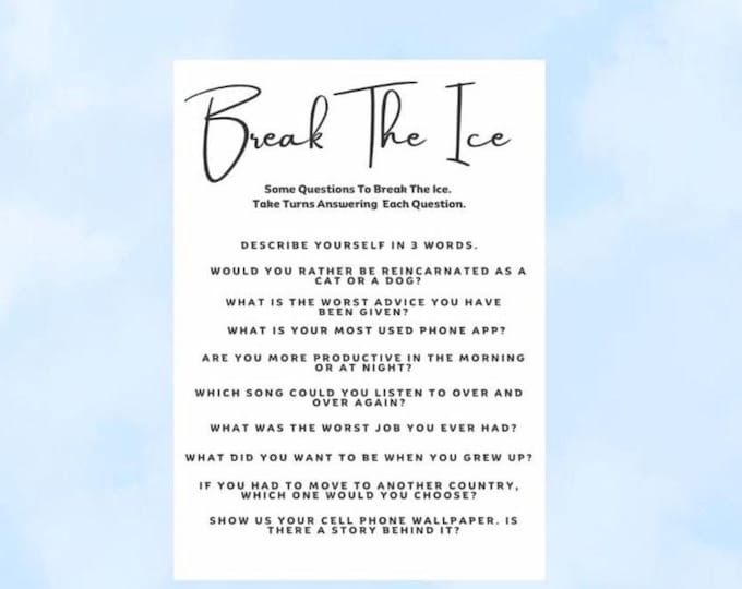 Icebreaker Games Bundle Printable Conversation Cards Dinner Party ...