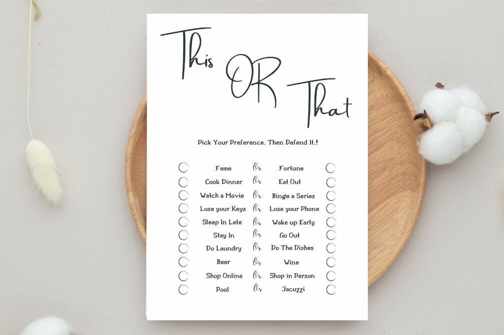 This or That Icebreaker Game, Icebreaker Printable Games, Icebreaker ...