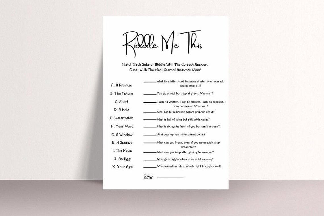 Riddle Me This Icebreaker Game Icebreaker Questions Printable Dinner ...