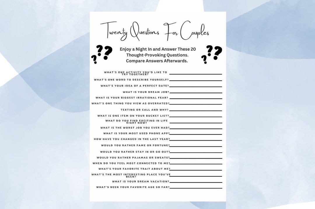 Twenty Questions for Couples | Date Night Cards | Relationship Card ...