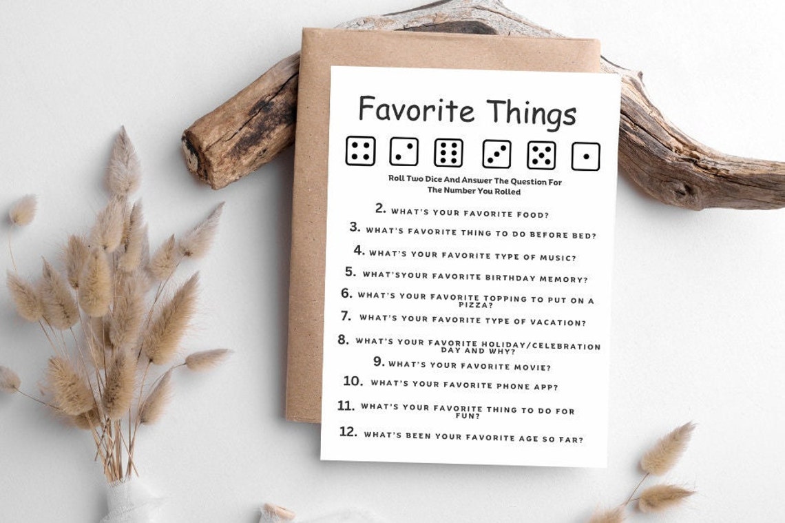 Favorite Things Dicebreaker Game, Icebreaker Printable Games ...