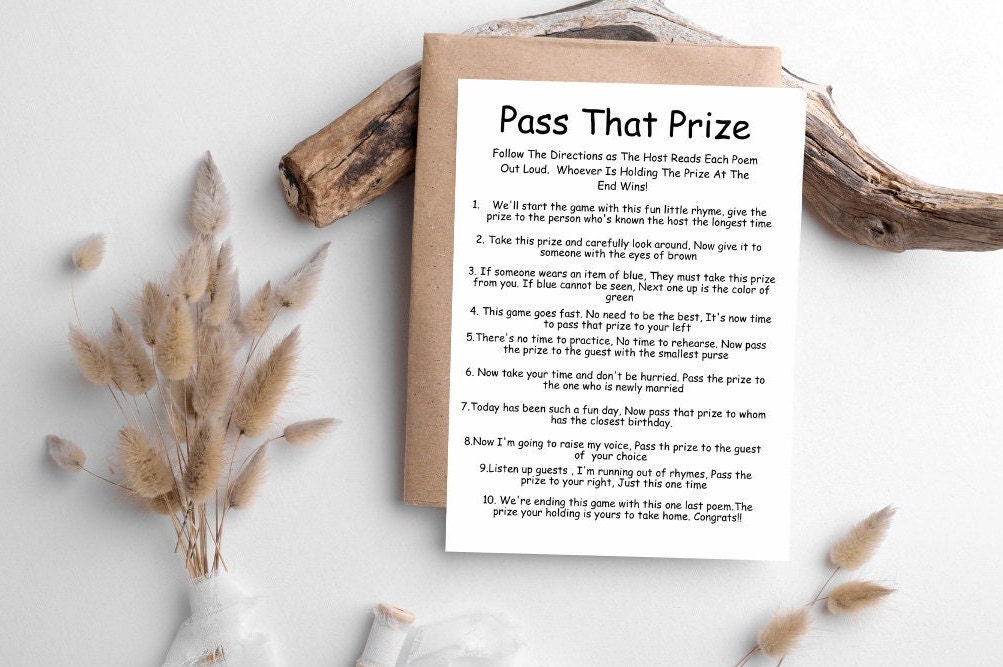 Pass That Prize Icebreaker Game: Dinner Party Printable (PDF) - Etsy