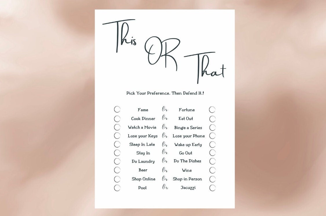 This or That Icebreaker Game, Icebreaker Printable Games, Icebreaker ...