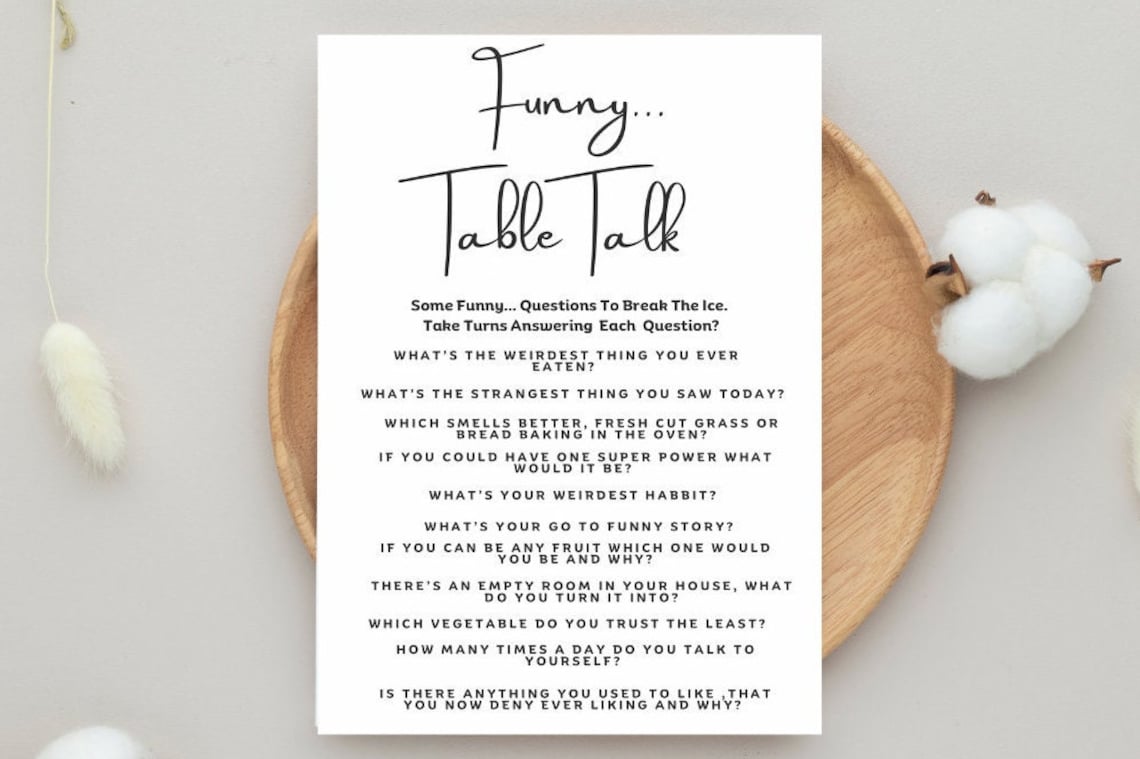 Funny Table Talk Icebreaker Game: Dinner Party Questions (instant ...