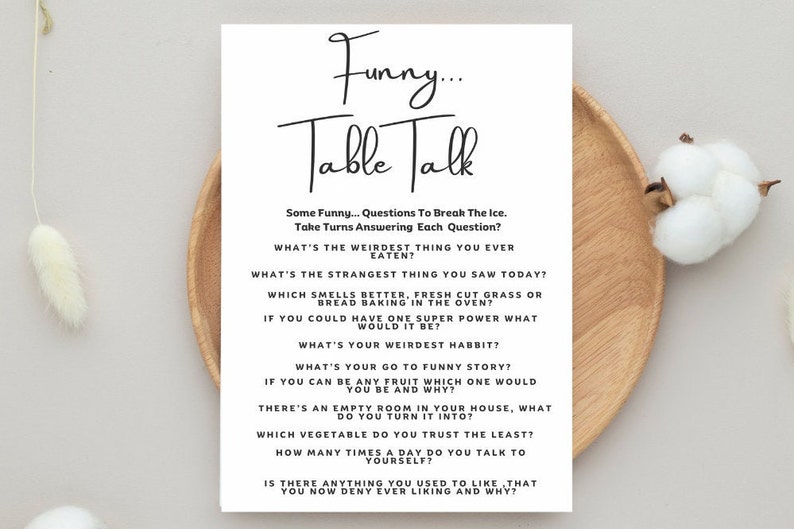 Funny Table Talk Icebreaker Game: Dinner Party Questions (instant ...