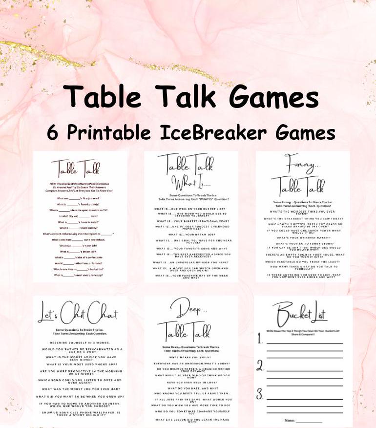 Printable Conversation Starters: Icebreaker Games Pack for Groups ...