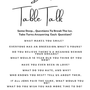 Deep Table Talk Icebreaker Game | Icebreaker Printable Games ...