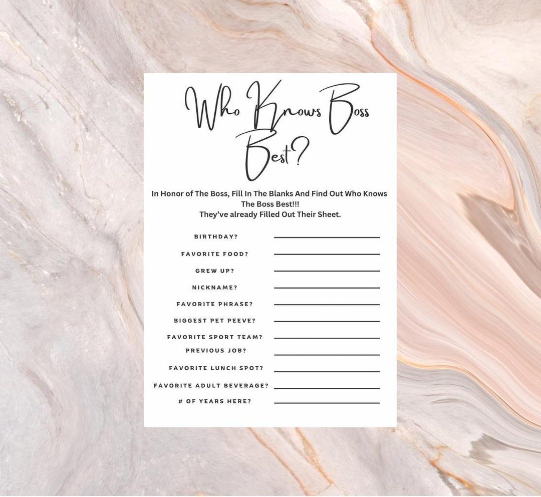 Printable Icebreaker Game, Who Knows the Boss Best?, Fun Office ...