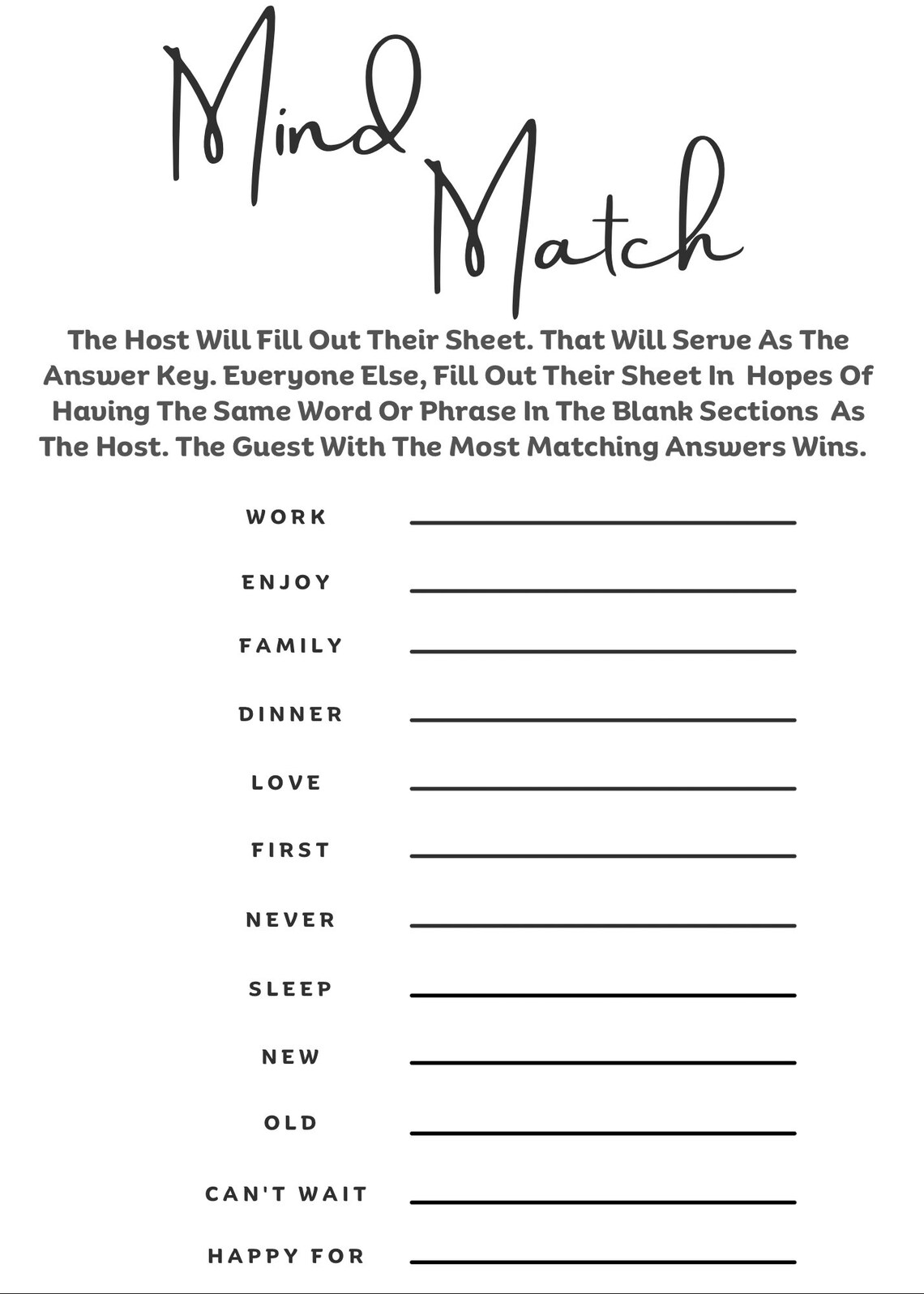 Mind Match Icebreaker Game | Icebreaker Printable Games | Icebreaker ...